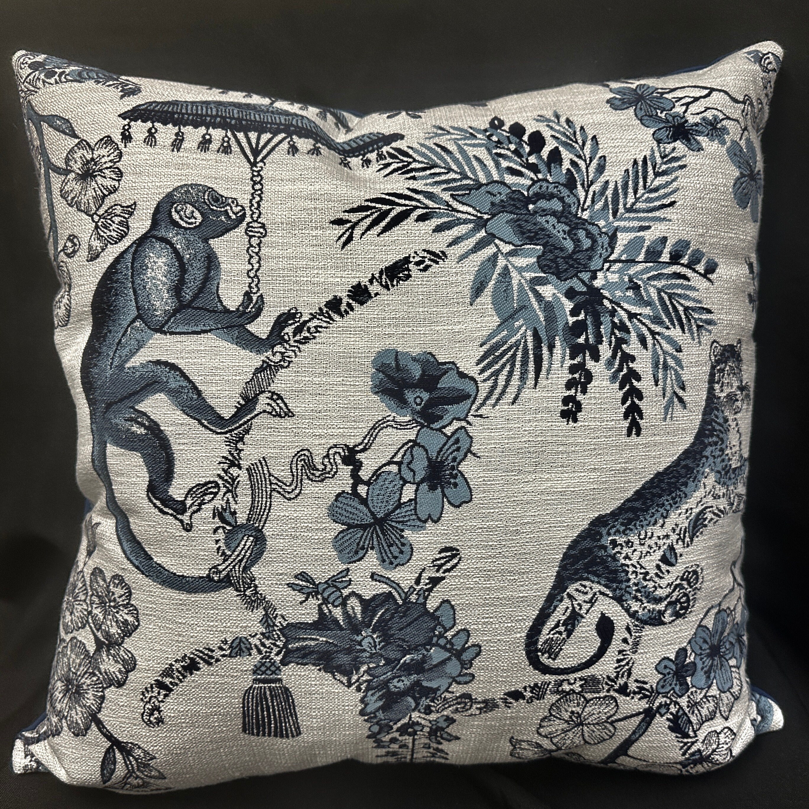 Monkey Pillow-monkey Pillow Cover-leopard Pillow-jungle Pillow-blue ...