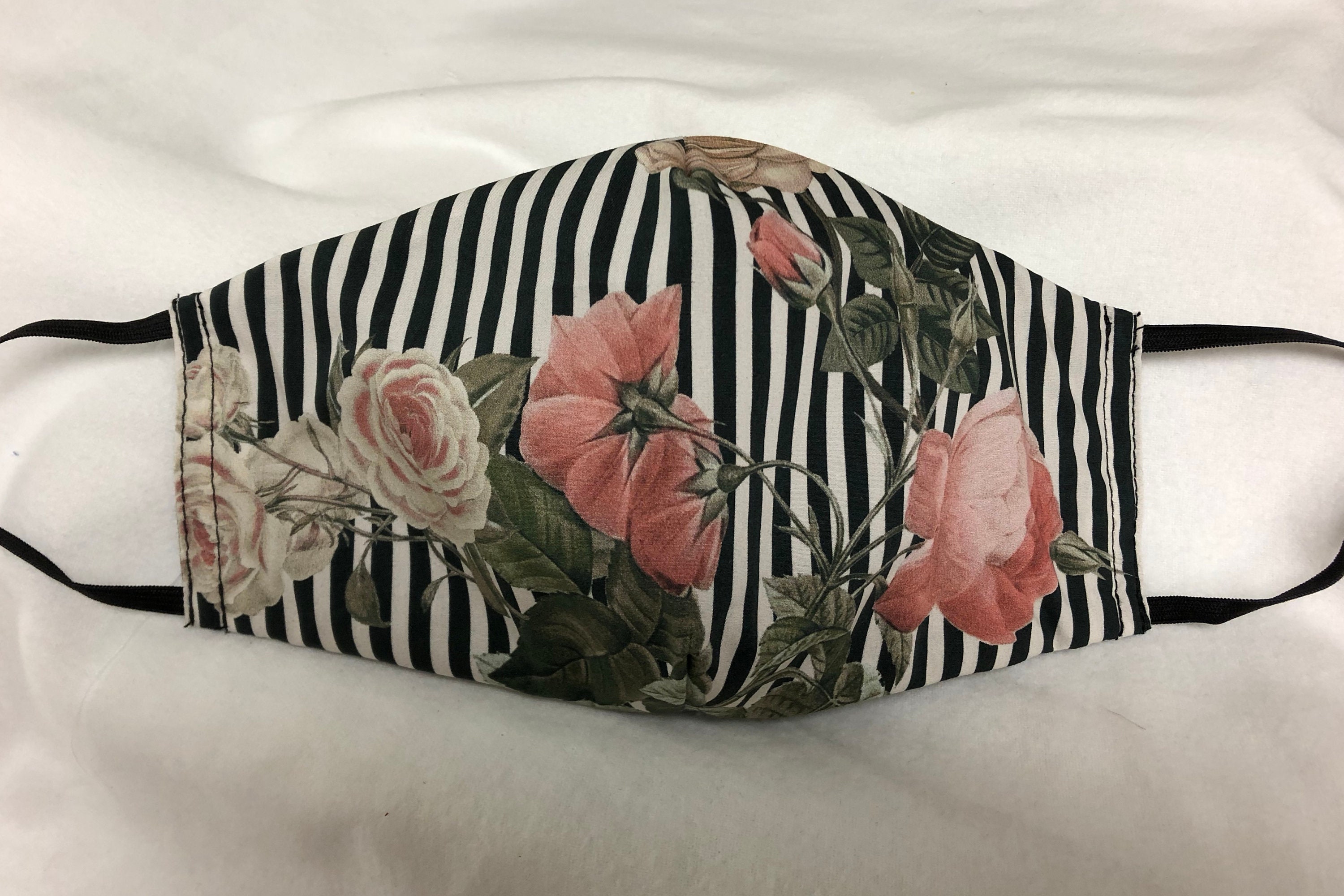 Black and White Stripe Mask-roses Face Covering-filter - Etsy