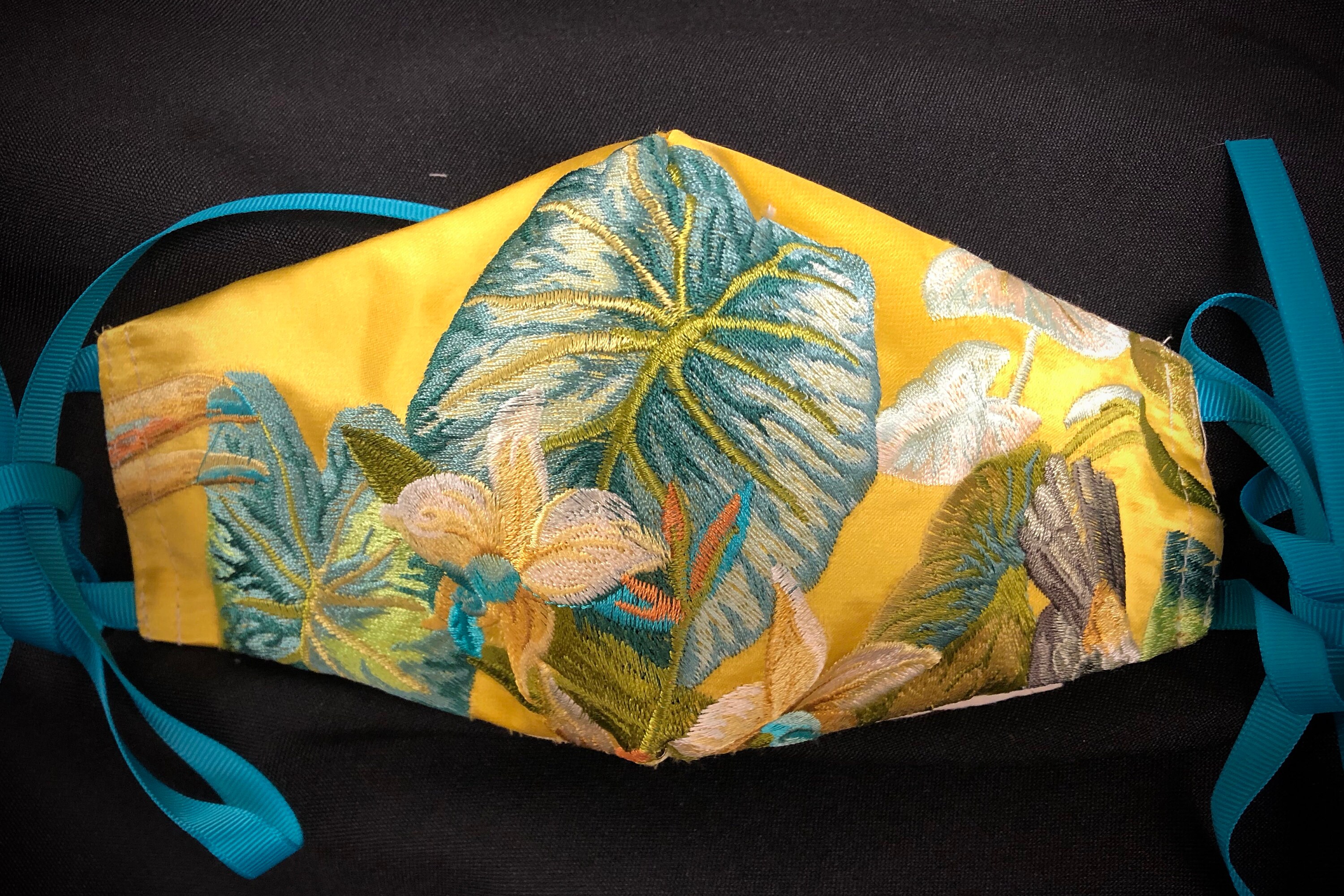 Tropical Maskhawaiian Mask-silk Mask-embroidered Silk - Etsy