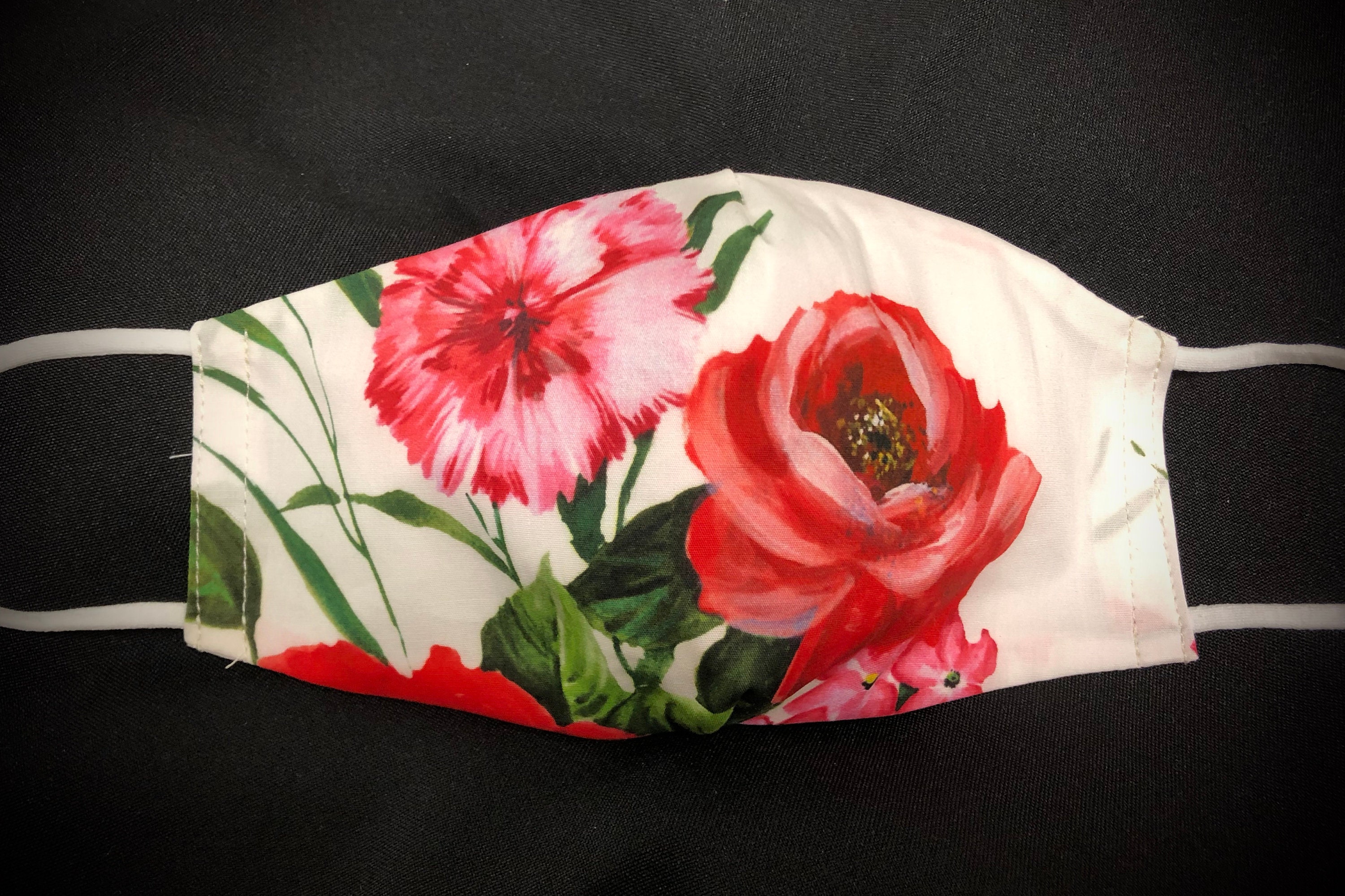 Rose Face Mask-red Rose Mask-red Floral Mask-3 Layer-filter | Etsy