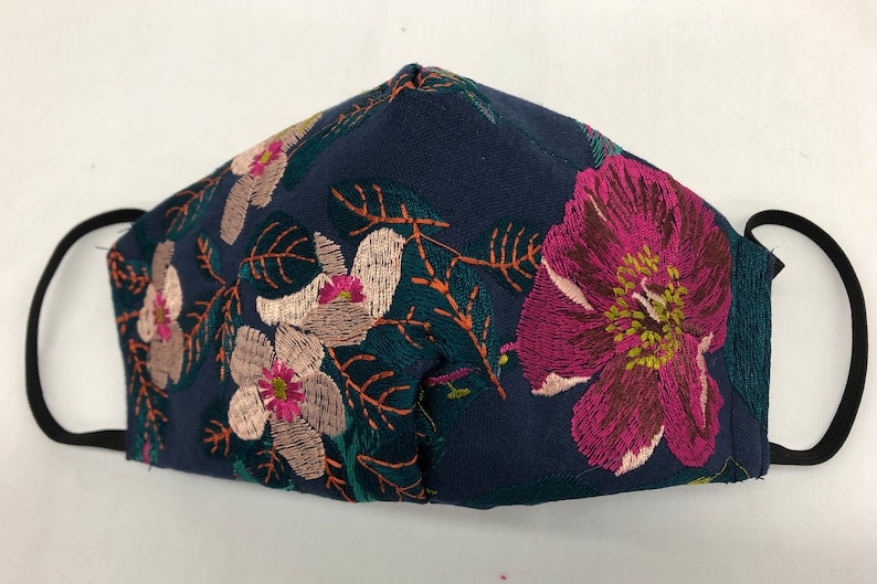 Embroidered Floral Face Mask-embroidered Cotton Mask-3 Layer-sale Mask ...