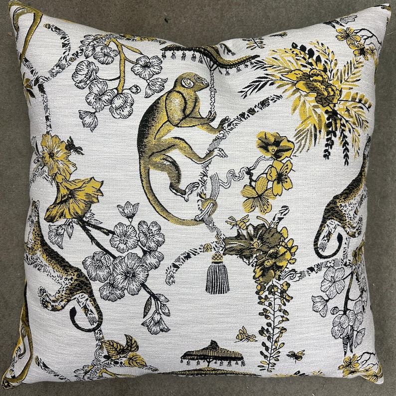 Monkey Pillow-monkey Pillow Cover-leopard Pillow-jungle Pillow-yellow ...