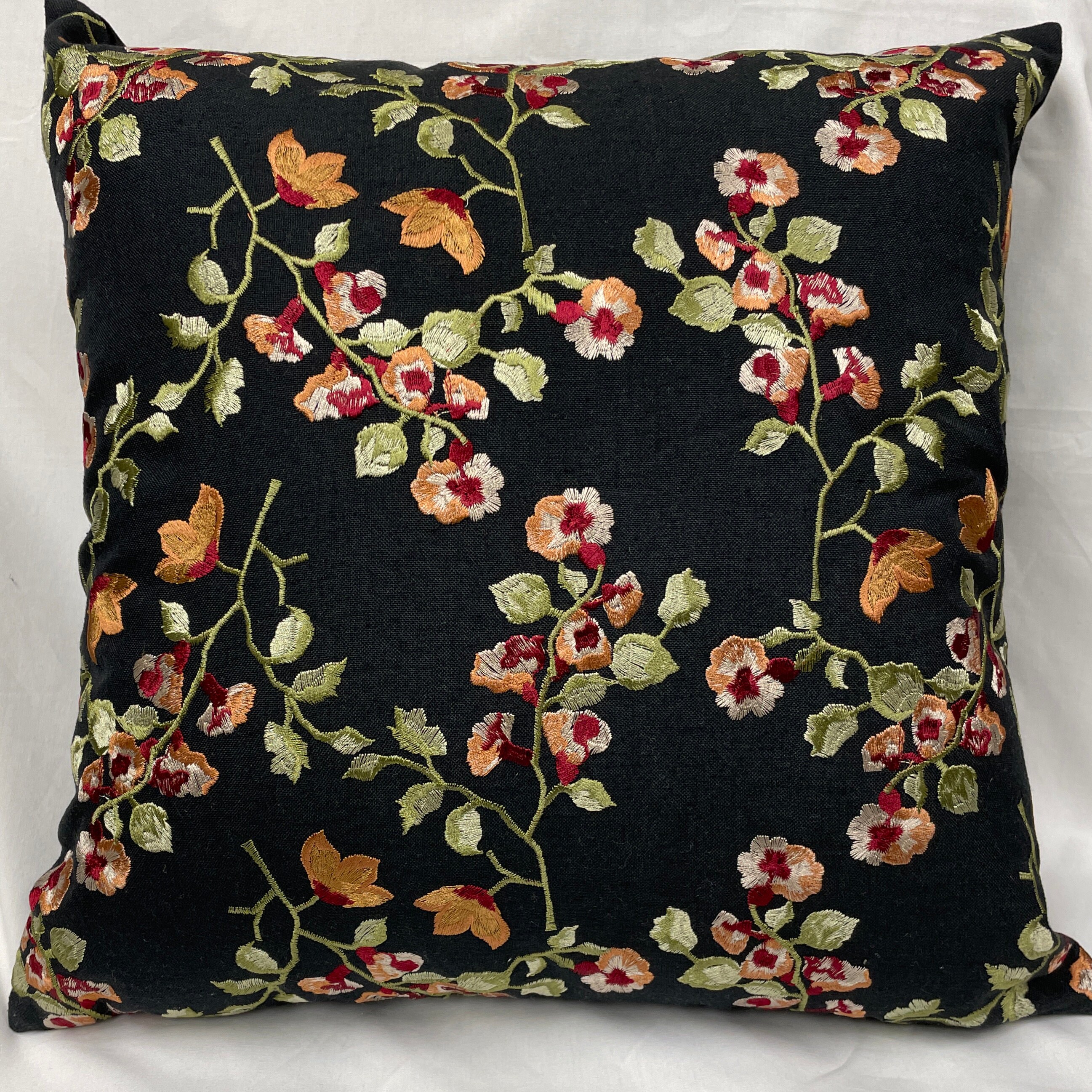 Floral Decorative Pillow-cover Only-modern Black Floral - Etsy