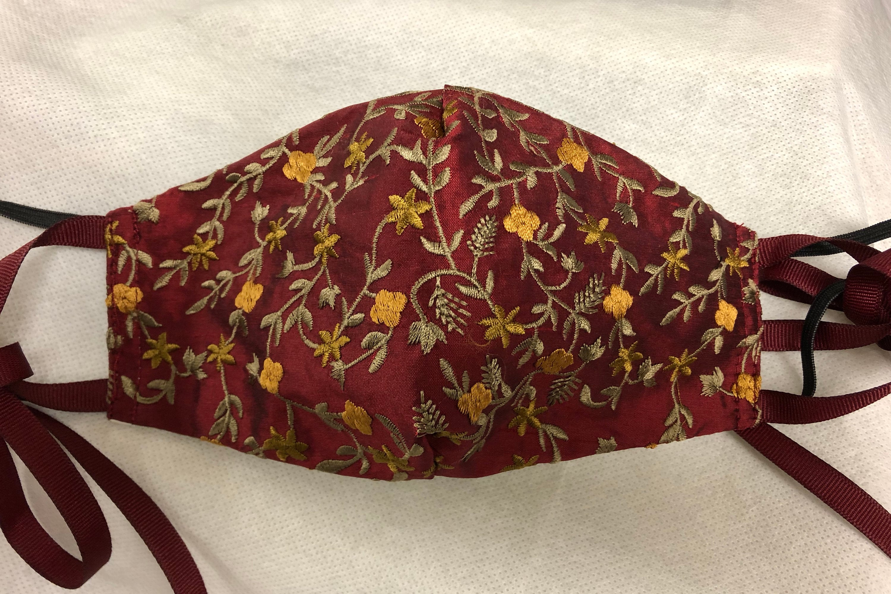 Silk Mask-embroidered Silk Mask-blue Silk Mask-red Silk - Etsy