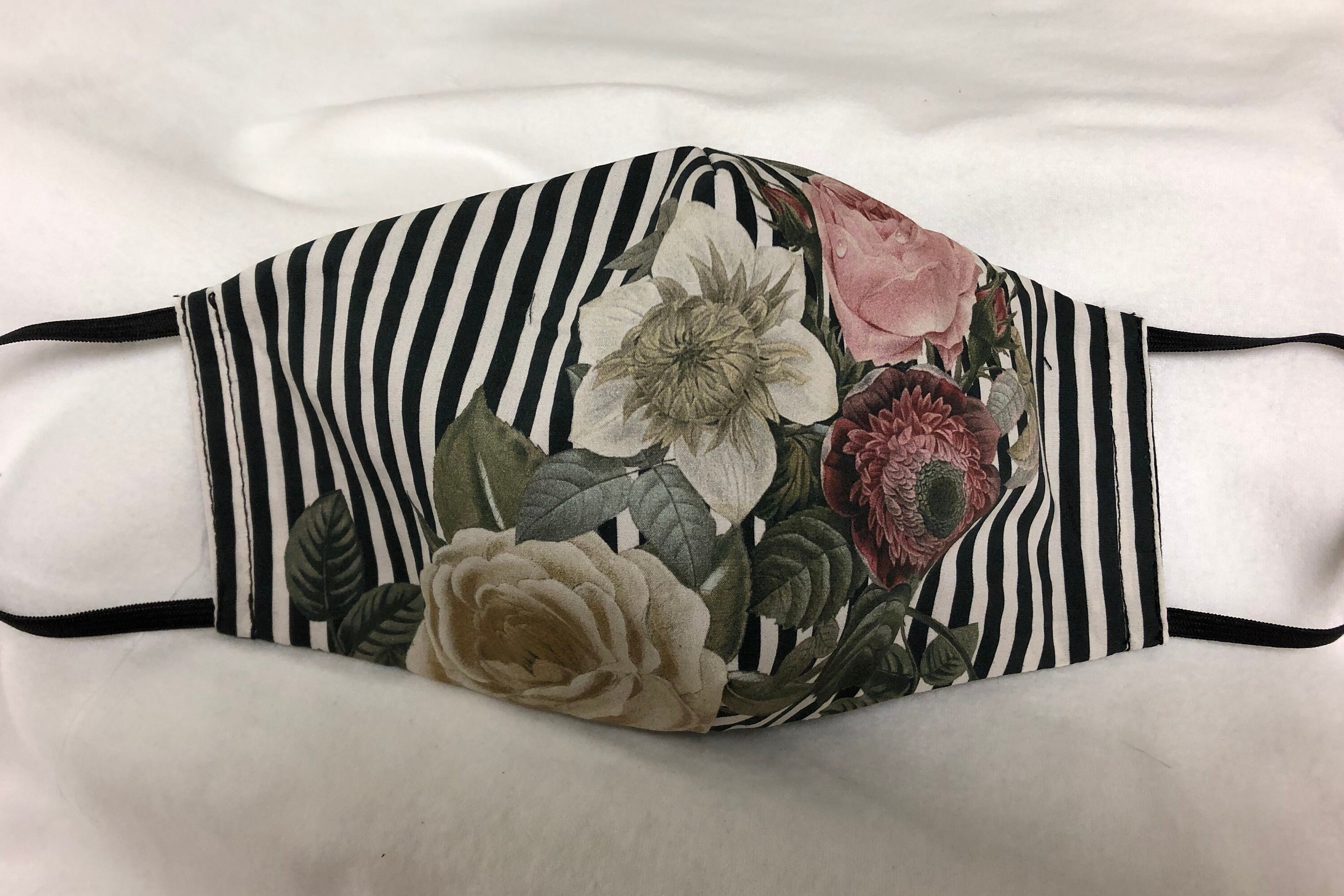 Black and White Stripe Mask-roses Face Covering-filter - Etsy