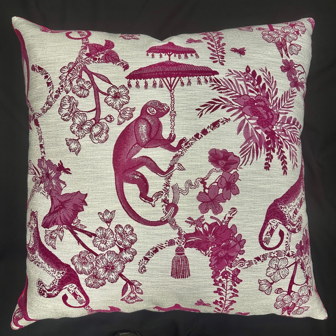 Monkey Pillow-monkey Pillow Cover-leopard Pillow-jungle Pillow-pink ...