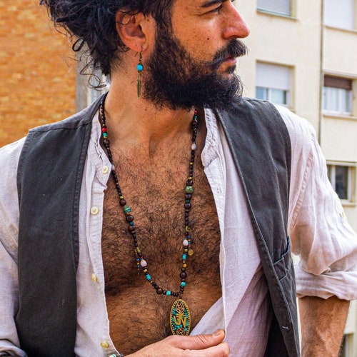 Mens Beaded Buddha Boho Statement Necklace/hippie Unisex | Etsy