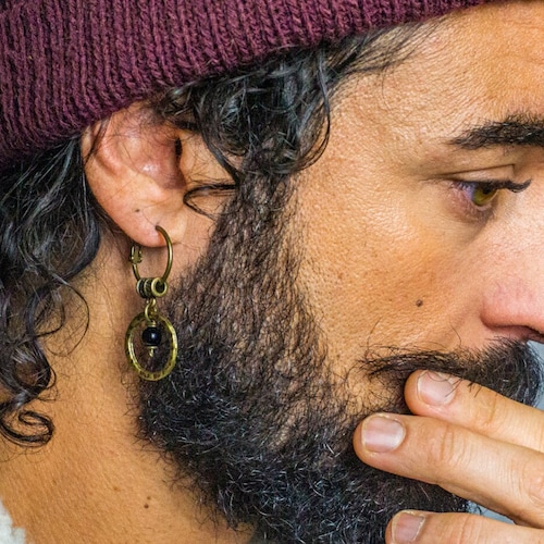 Black Pearl Pirate Hoop Earring Circle Earring With Black - Etsy Australia