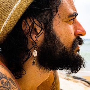 Seashell Skull Pirate Earring for Men - Single Hoop Alternative Earring ...