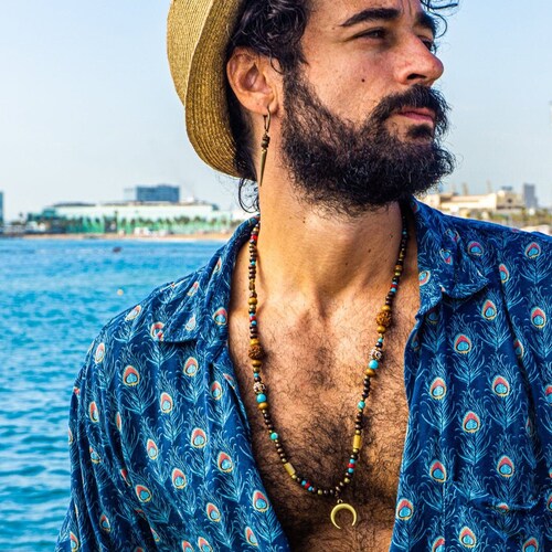 Mens Necklace Mens Beaded Necklace Long Necklace for Men - Etsy