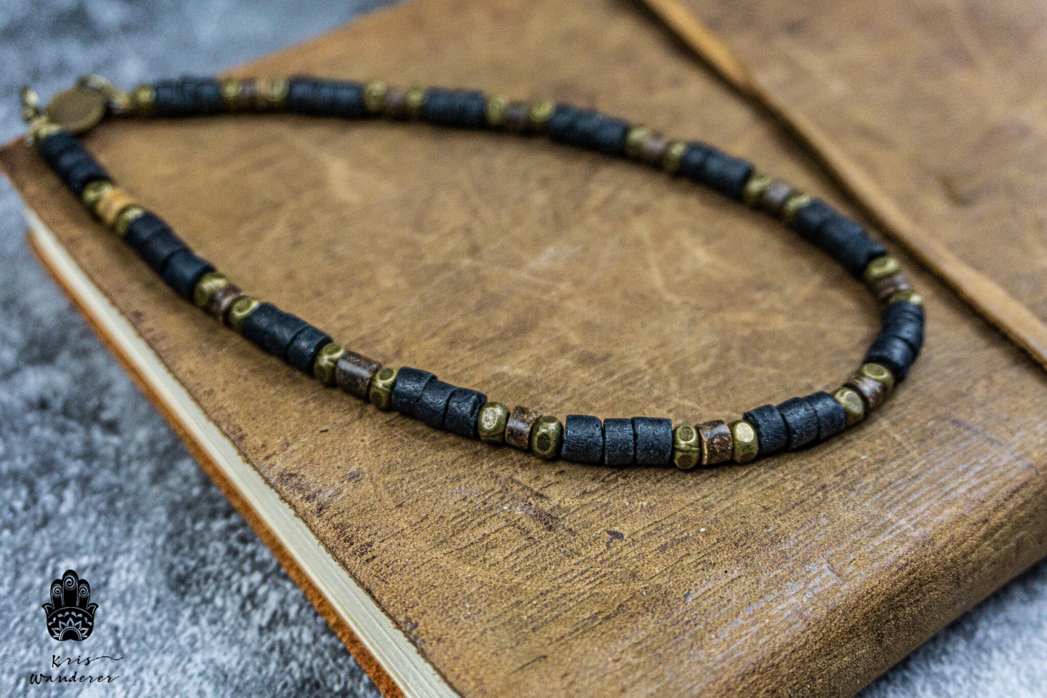Mens Minimalist Beach Summer Black Anklet Bracelet- Black Coconut Shell ...