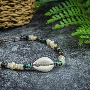 Bamboo Coral Anklet Bracelet for Men- Mens White Ivory Beaded Shell ...