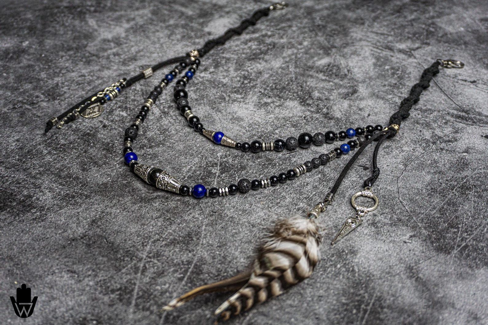 Layered Charm Pants Chain for Men- Black Onyx Gemstone Pants Keychain ...