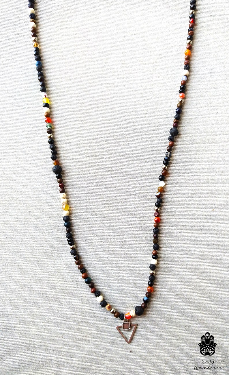 Mens Lava Stone Necklace- Men Beaded Necklace-minimalist Necklace for ...