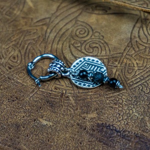 Mens Beaded Stainless Steel Hoop Earring- Antique Silver Tribal Coin ...