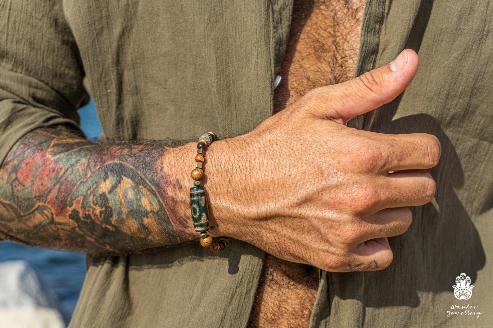 Third Eye Energy Bracelet for Men Mens Gemstone and Wooden - Etsy