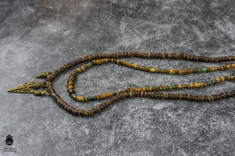Mens Coconut Shell Beadead Arrowhead Pendant Necklace Wooden - Etsy