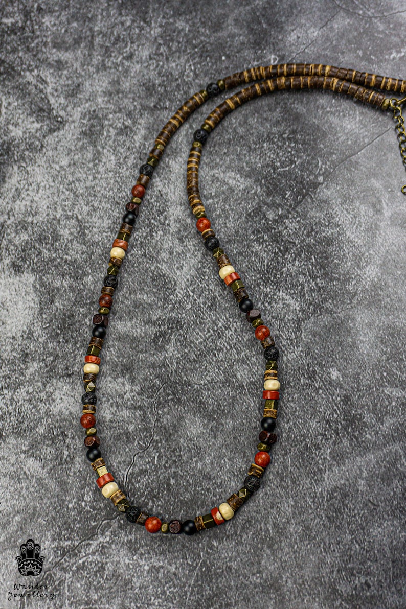 Modern Designer Multi Gemstone Necklace for Men- Mens Multi Color Boho ...