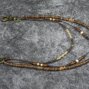 Wooden Bead Layered Chain for Pants- Leather Beaded Pants Chain for Men ...
