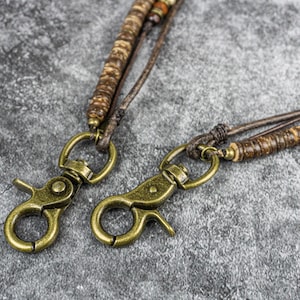 Wooden Bead Layered Chain for Pants- Leather Beaded Pants Chain for Men ...
