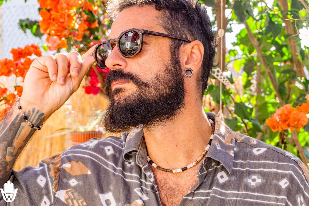 Mens Coconut & Seashell Choker Necklace- Colorful Everyday Surfer ...
