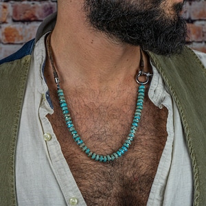 Leather Beaded Boho Chic Unique Designer Necklace- Mens Imperial Jasper ...