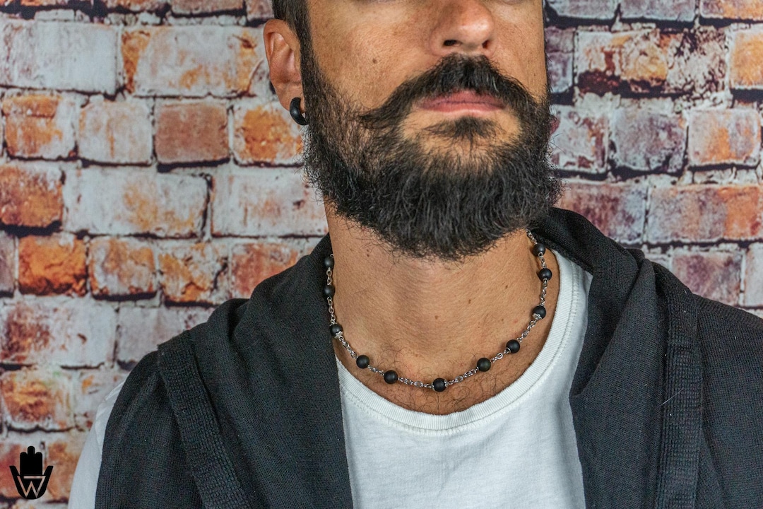 Stainless Steel Chain Necklace for Men- Mens Beaded Chain Choker ...