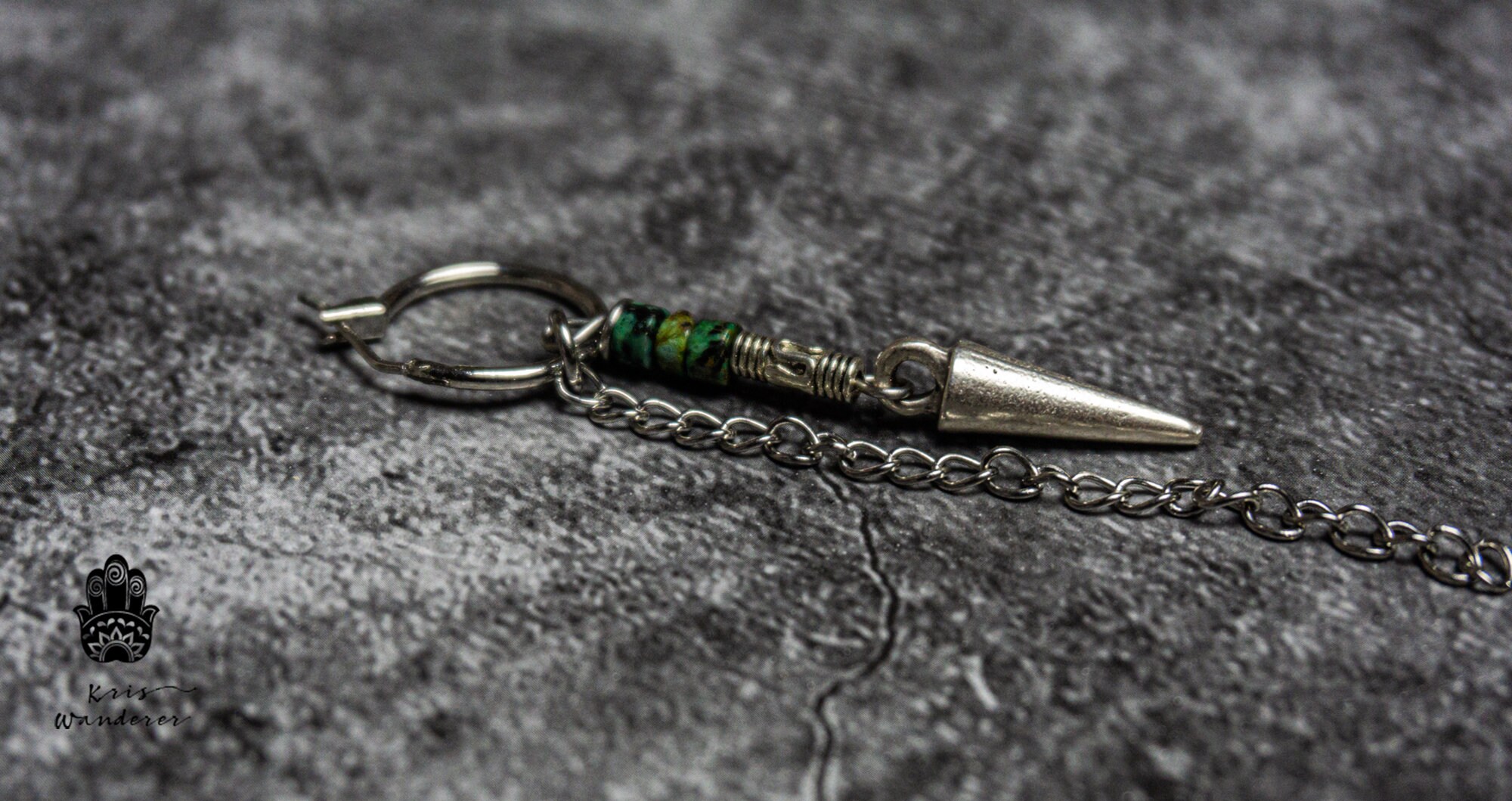 Long Chain Spike Hoop Earring for Men- Mens Edgy Beaded Dangle Earring ...