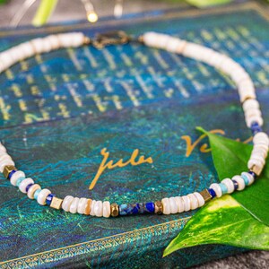 White Seashell Disc Beads Choker Necklace for Men- Mens Summer Ocean ...