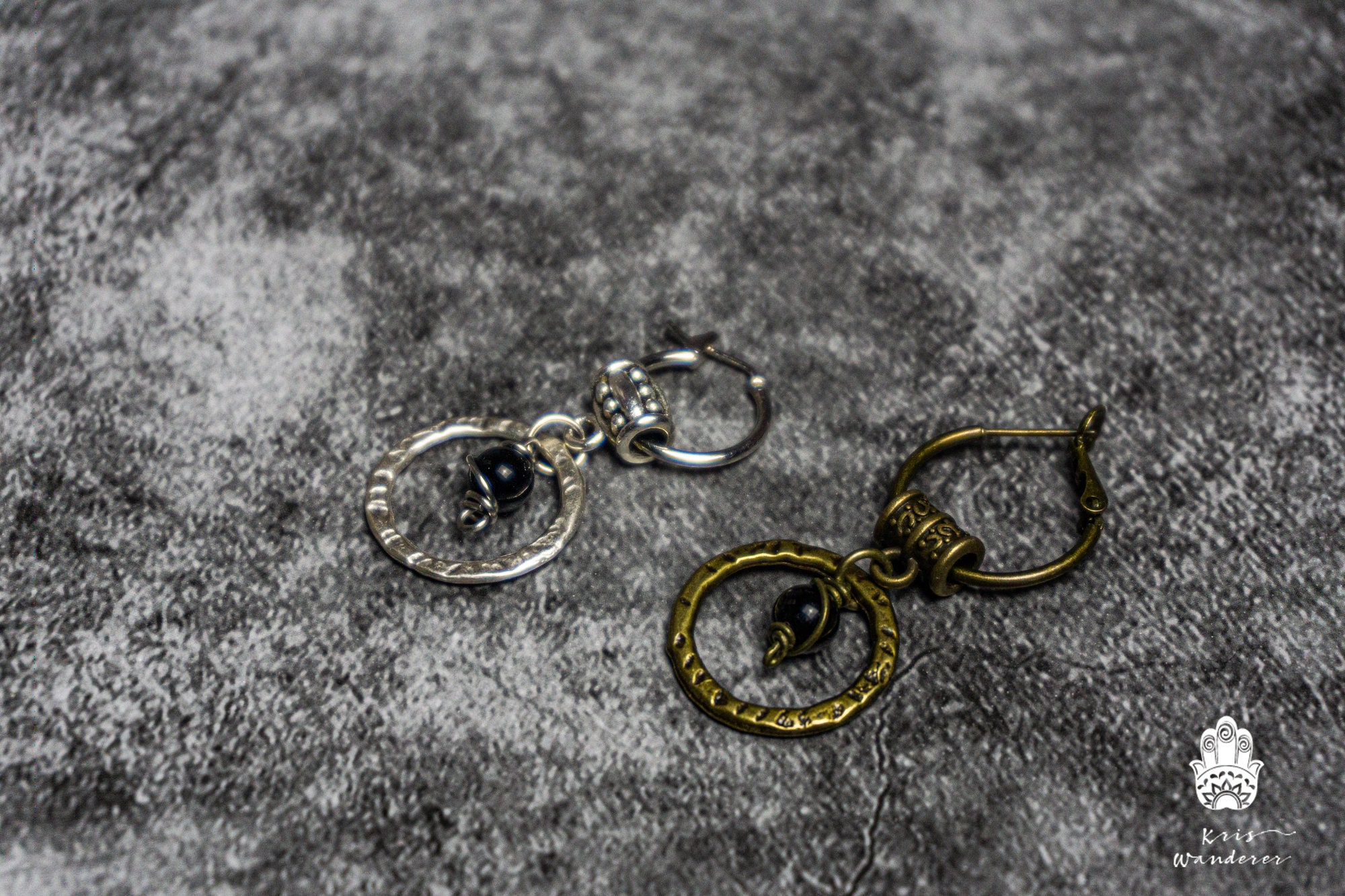 Black Pearl Pirate Hoop Earring- Circle Earring With Black Onyx ...