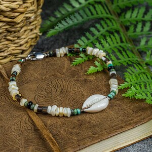 Bamboo Coral Anklet Bracelet for Men- Mens White Ivory Beaded Shell ...