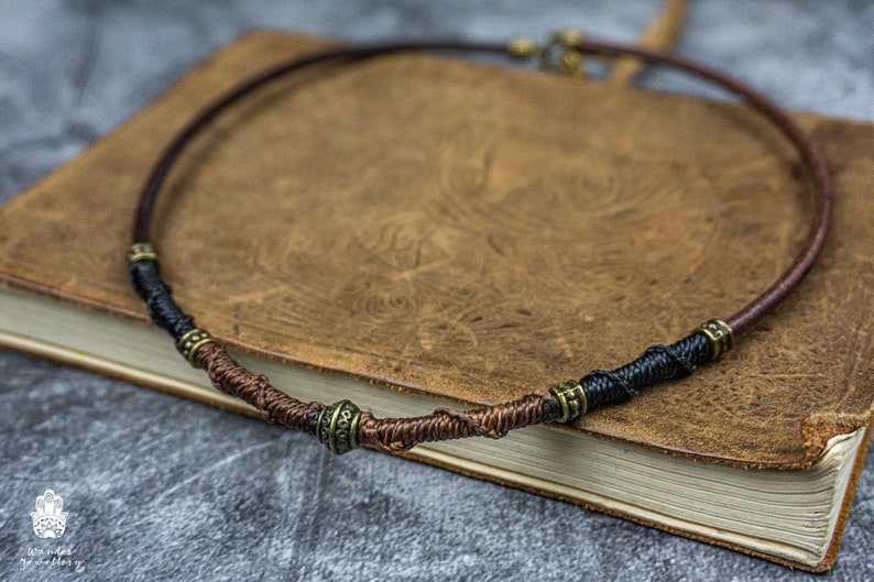 Mens Leather Statement Choker Necklace- Tribal Rustic Minimalist ...