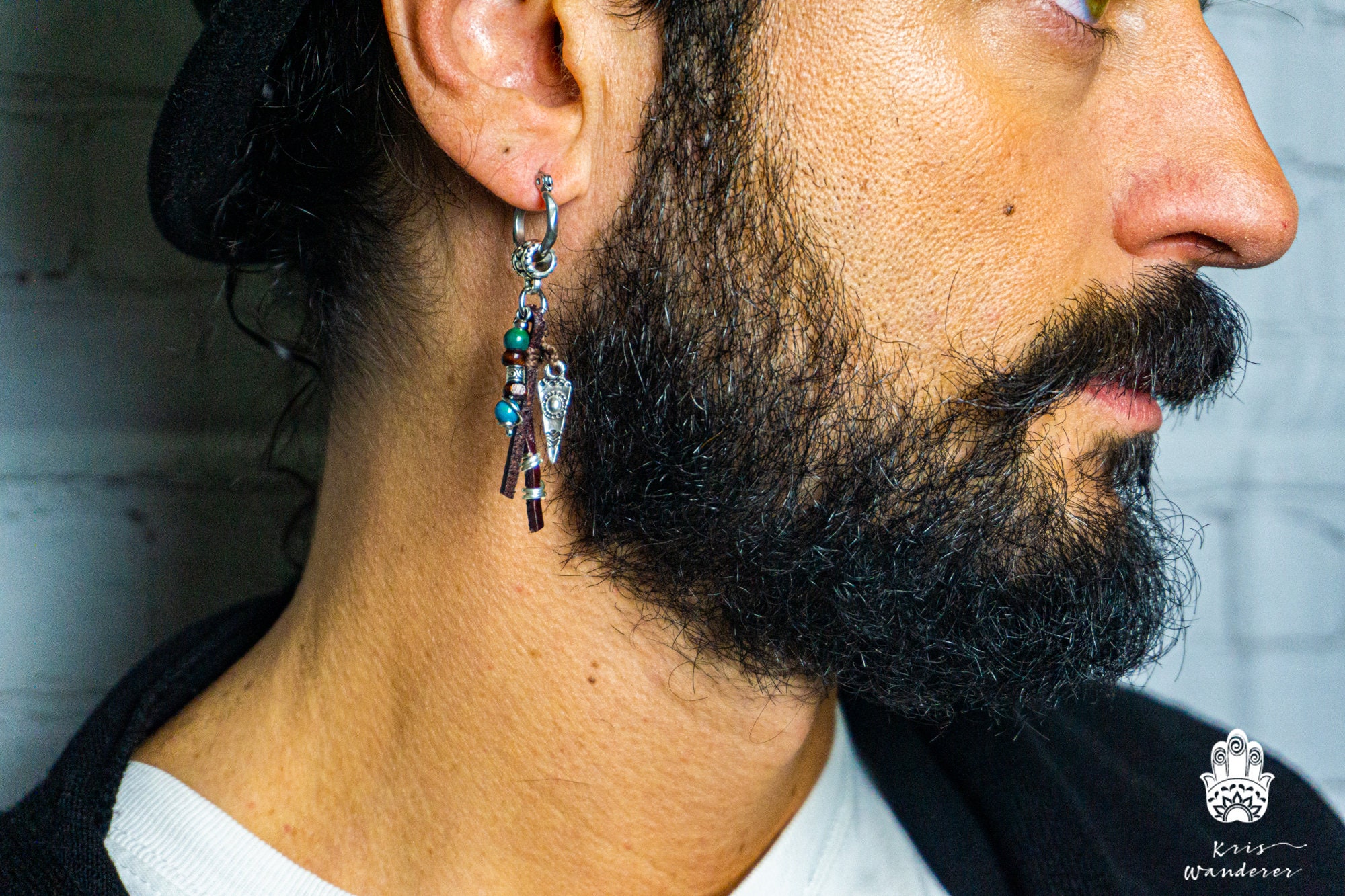 Unique Tribal Native Statement Earring for Men- Leather Fringe Long ...