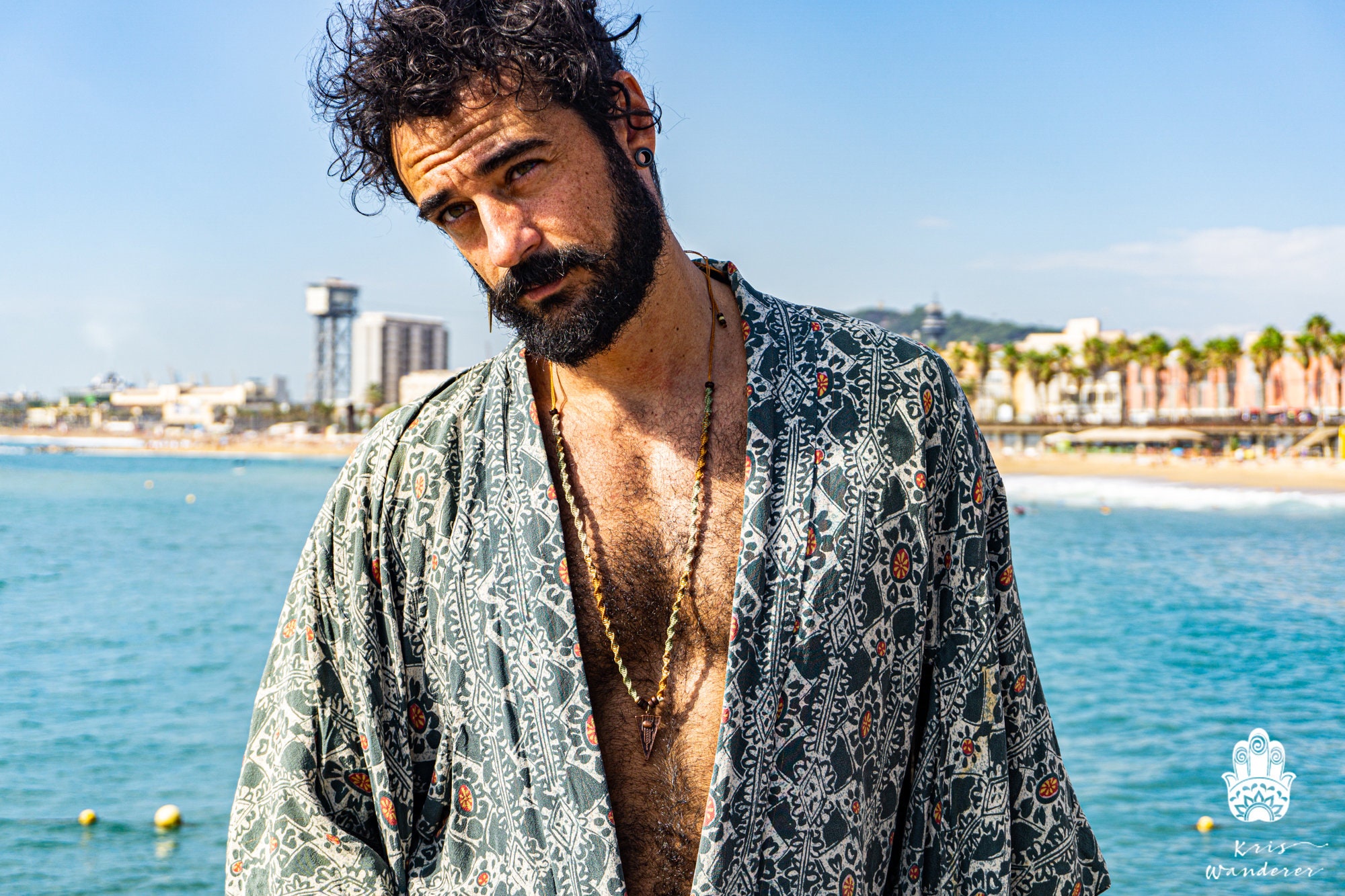 Long Adjustable Macrame Boho Necklace for Men - Colorful Tribal Modern ...