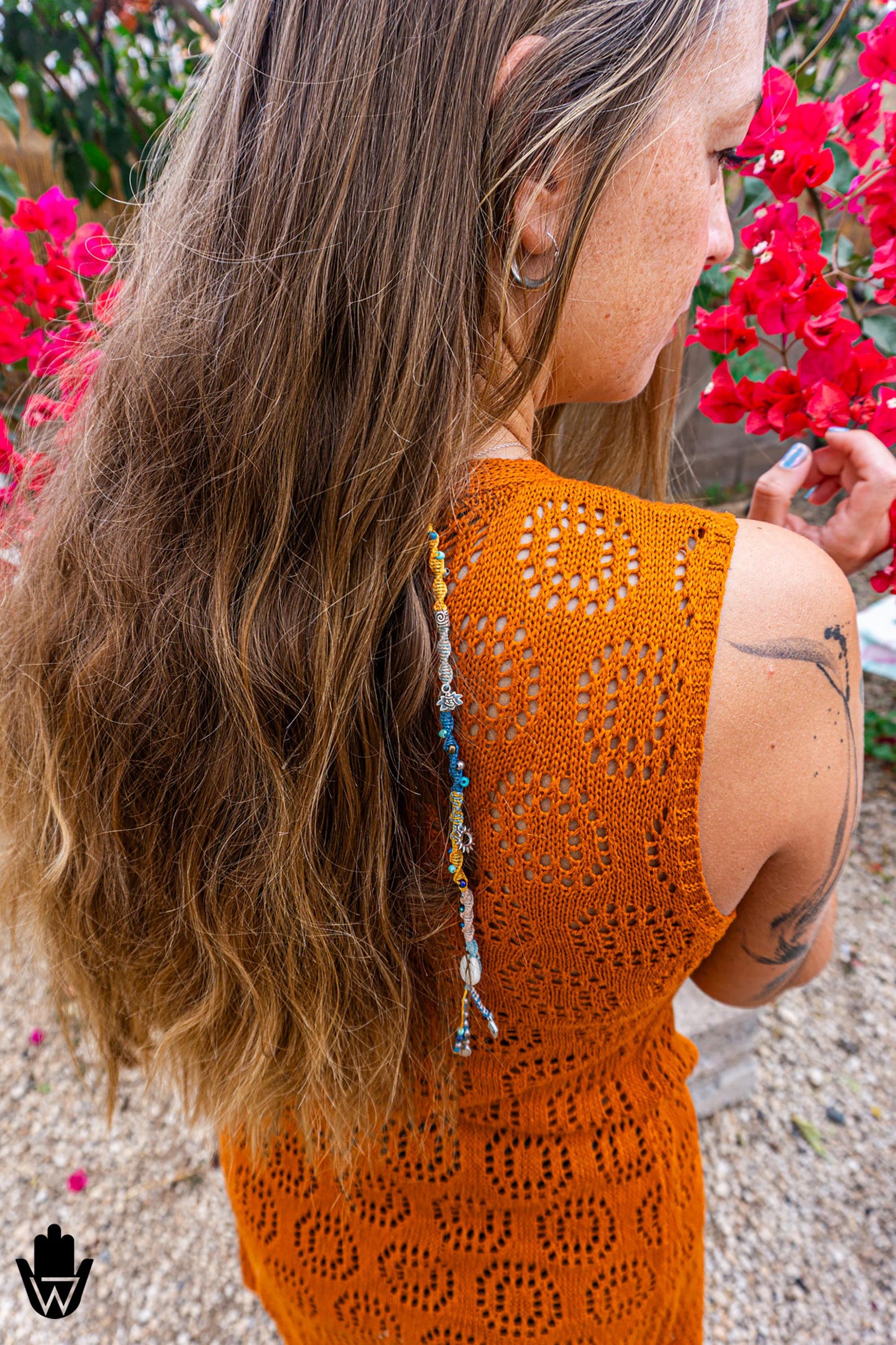 Colorful Woven Macrame Hair Wrap- Hippie Festival Clip in Hair- Charm ...