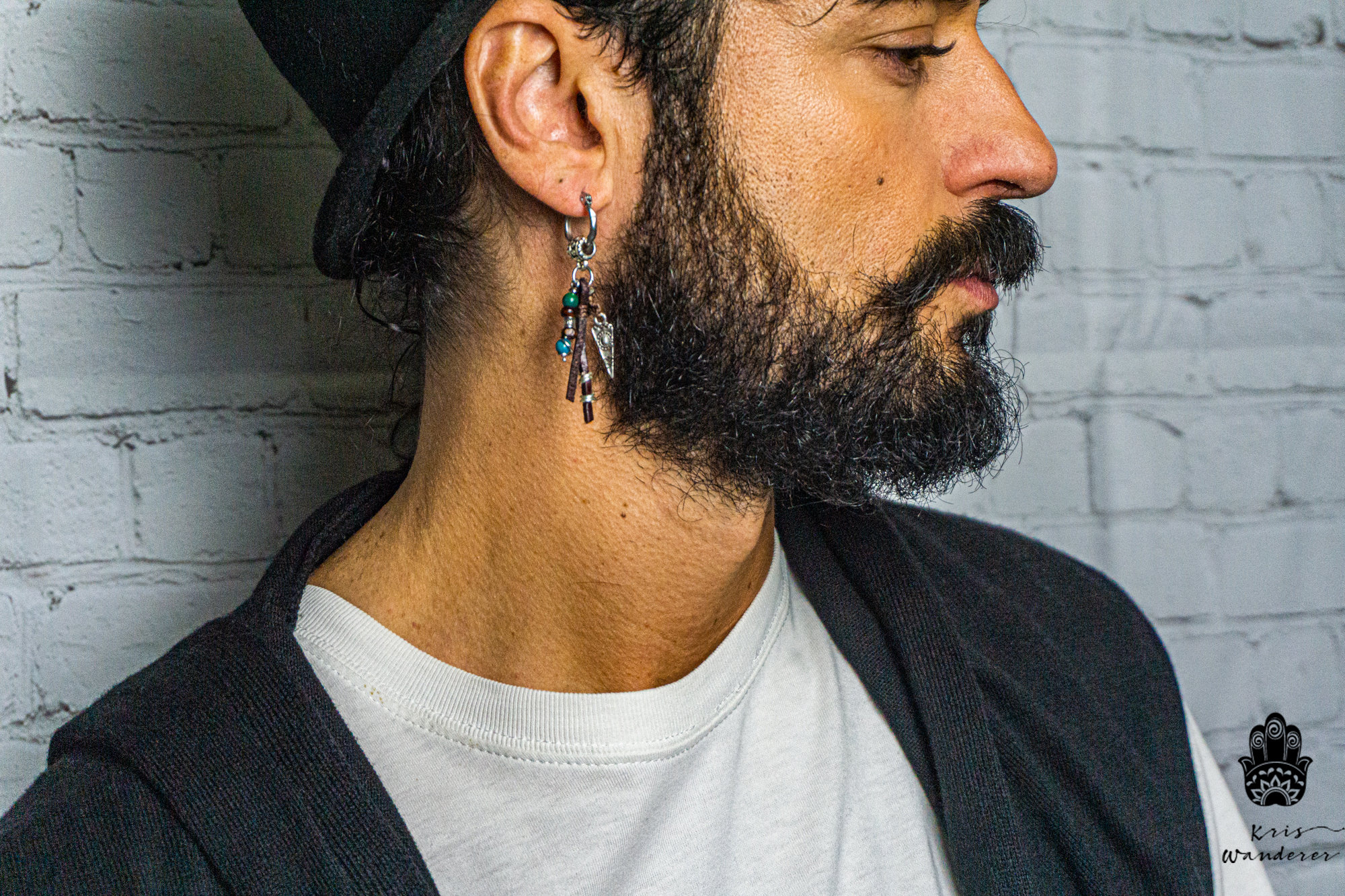 Unique Tribal Native Statement Earring for Men- Leather Fringe Long ...