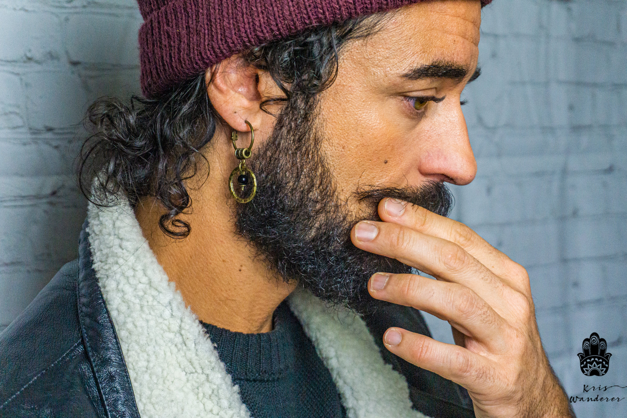 Black Pearl Pirate Hoop Earring- Circle Earring With Black Onyx ...