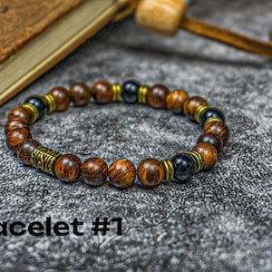 Black Onyx Tiger Eye Inner Strength Beaded Bracelet Set for Men- Mens ...