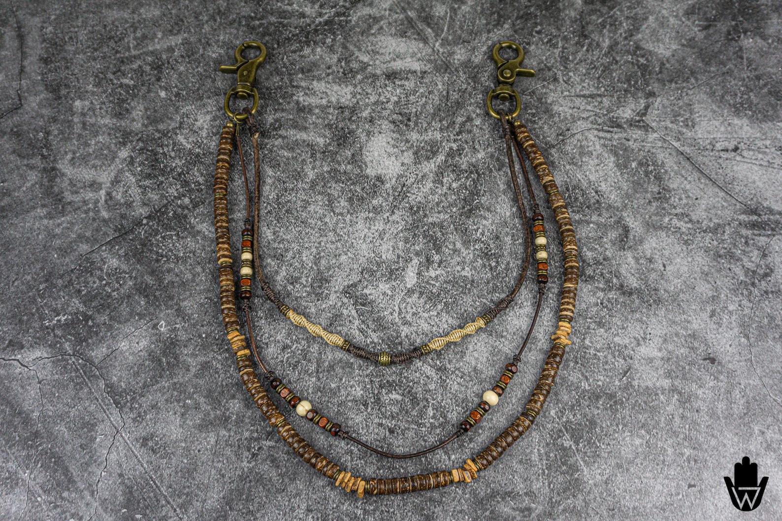 Wooden Bead Layered Chain for Pants- Leather Beaded Pants Chain for Men ...