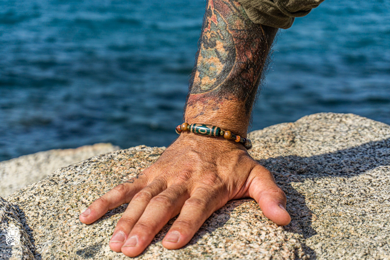 Third Eye Energy Bracelet for Men Mens Gemstone and Wooden - Etsy