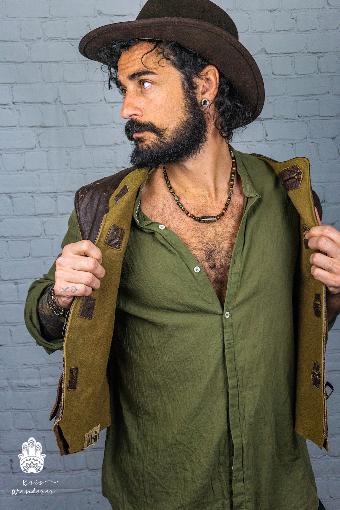 Mens Green Agate Third Eye Protection Choker Necklace- Gemstone and ...