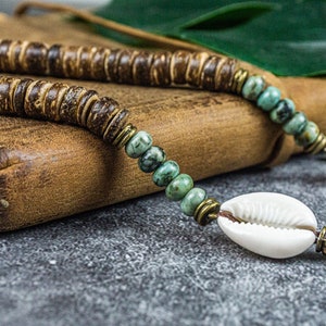 Cowrie Sea Shell Choker Necklace for Men- Coconut Shell Mens Pearl ...