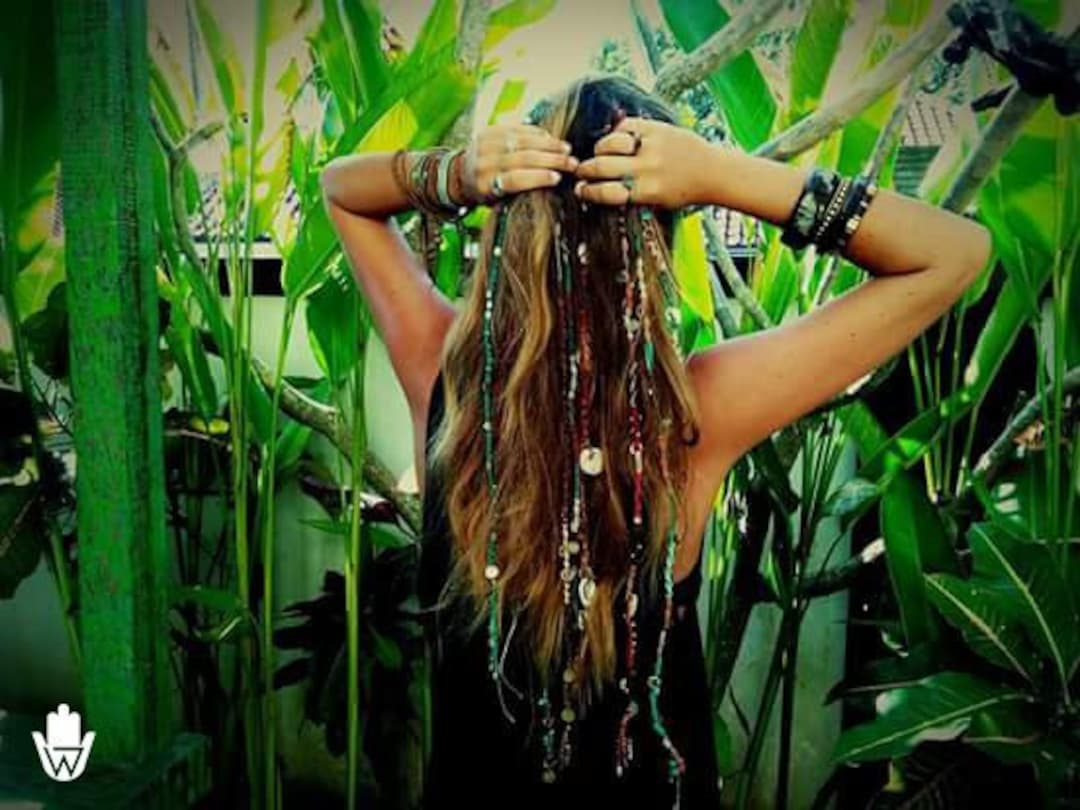 Colorful Woven Macrame Hair Wrap- Hippie Festival Clip in Hair- Charm ...