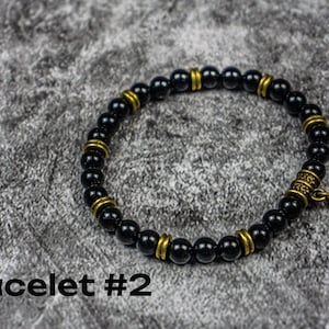 Black Onyx Tiger Eye Inner Strength Beaded Bracelet Set for Men- Mens ...