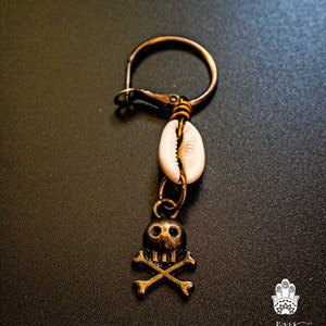 Seashell Skull Pirate Earring for Men - Single Hoop Alternative Earring ...