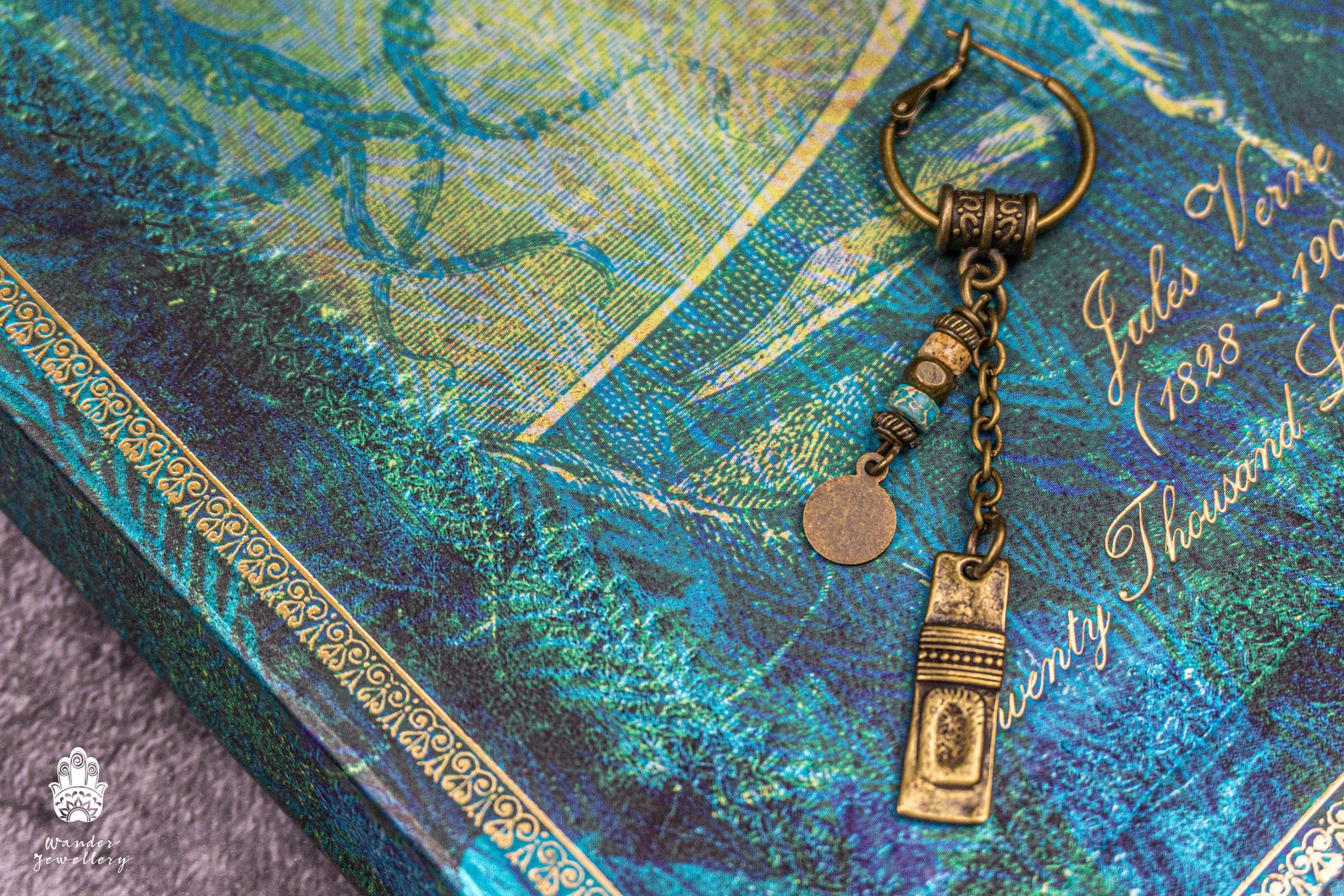 Mens Modern Pirate Chain Dangle Earring- Tribal Antique Bronze Charm ...