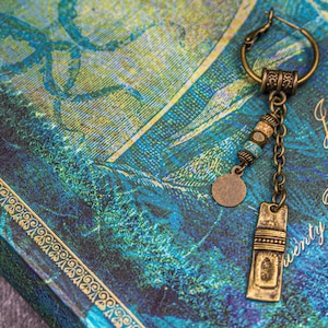 Mens Modern Pirate Chain Dangle Earring- Tribal Antique Bronze Charm ...