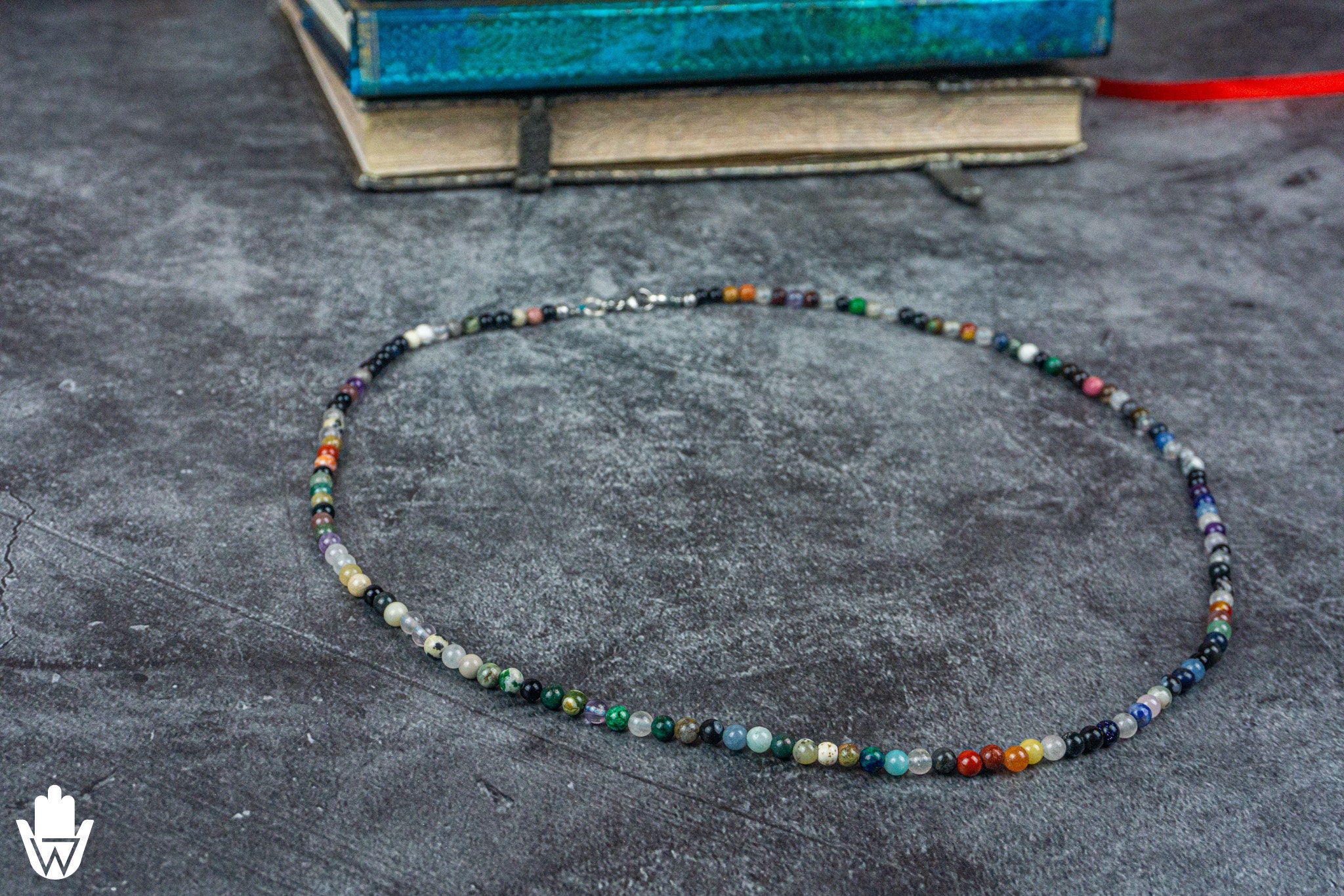 Colorful Multi Stone Surfer Necklace for Men- Long Dainty Gemstone ...