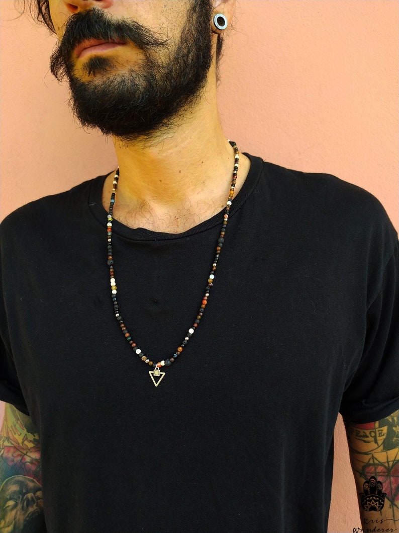 Mens Lava Stone Necklace- Men Beaded Necklace-minimalist Necklace for ...
