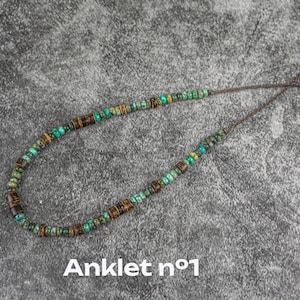 Mens Gemstone Coconut and Seashell Beaded Anklet Set- Summer Surfer ...